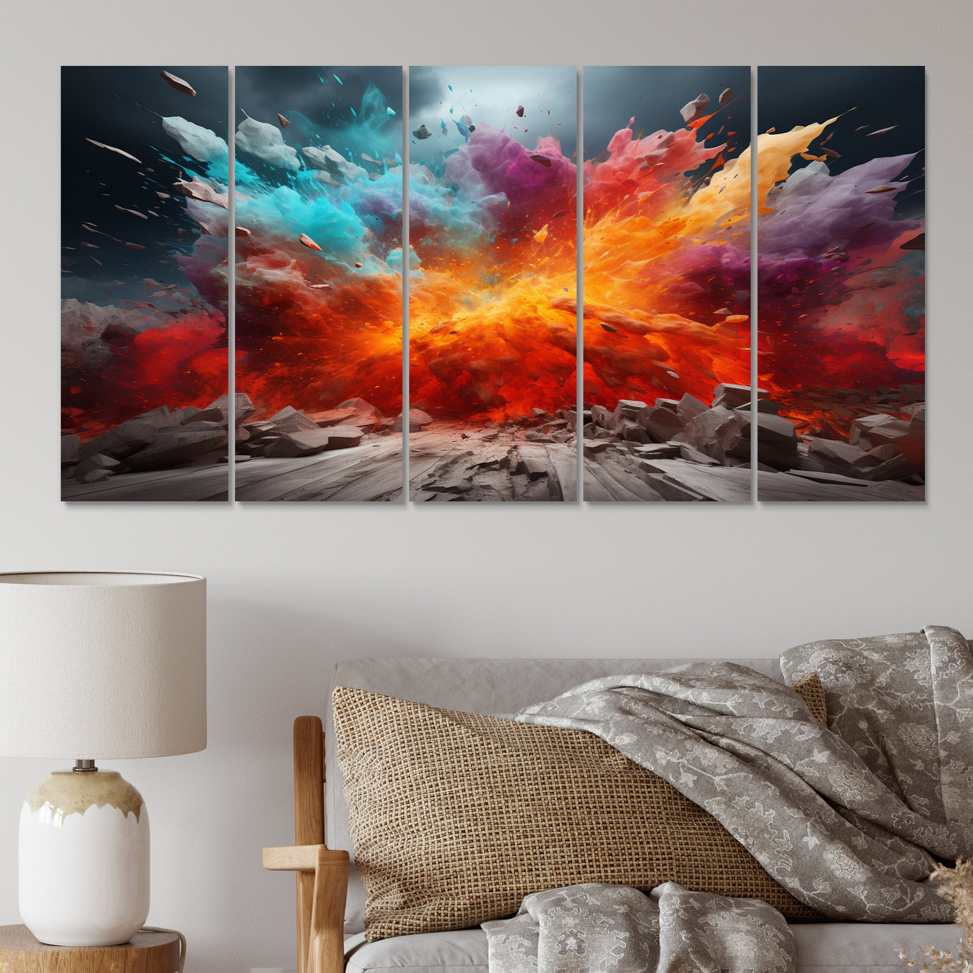 Design Art Geyser Burst Of Color - Landscapes Metal Art Print Set ...