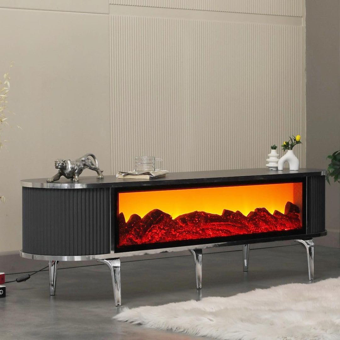 Ebern Designs Stella Furniture Electric Fireplace TV Unit with Remote ...