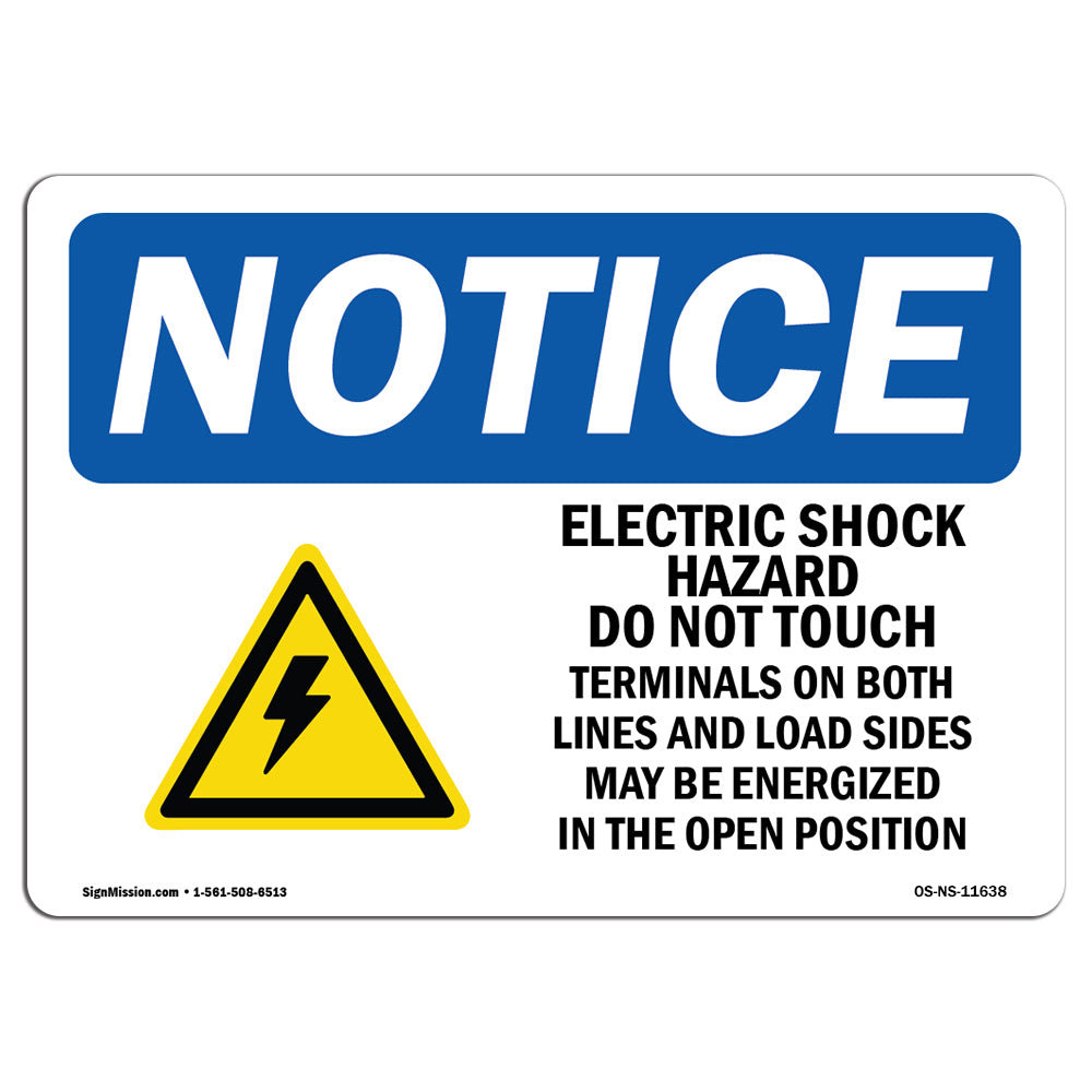 SignMission OSHA Notice - Electric Shock Hazard Do Not Sign with Symbol ...