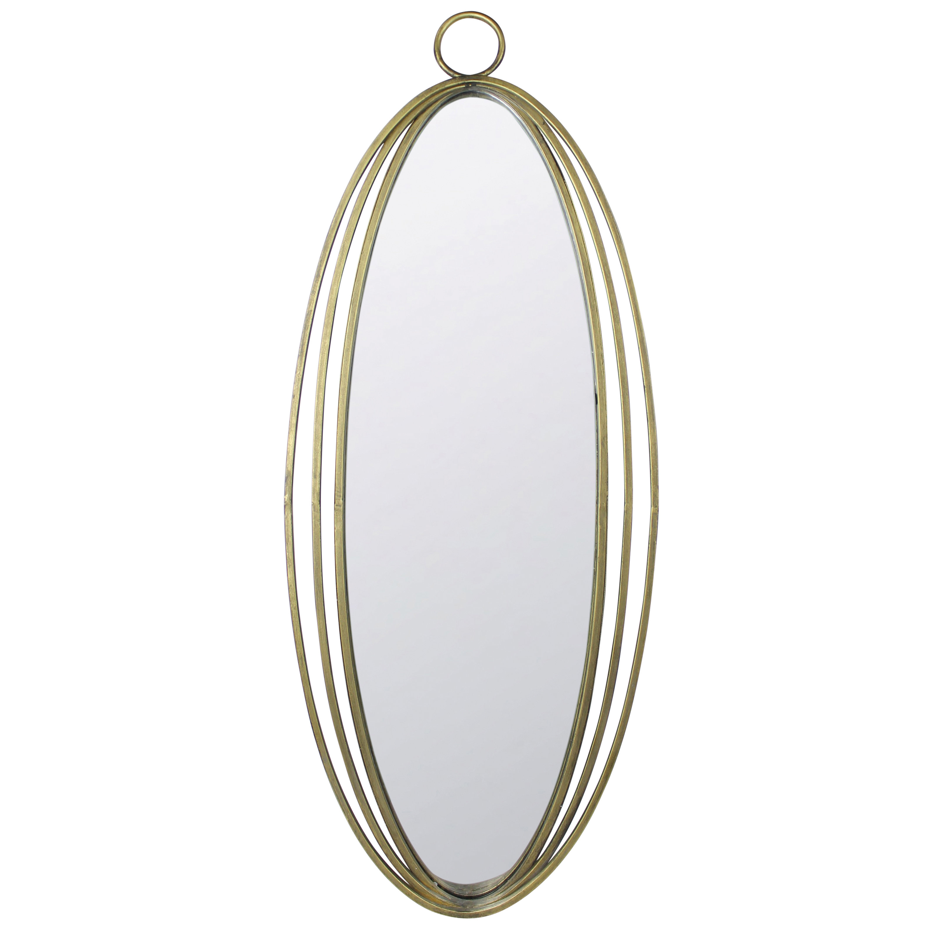 Everly Quinn Modern Elliptical Brass Rings Oval Mirror | Wayfair