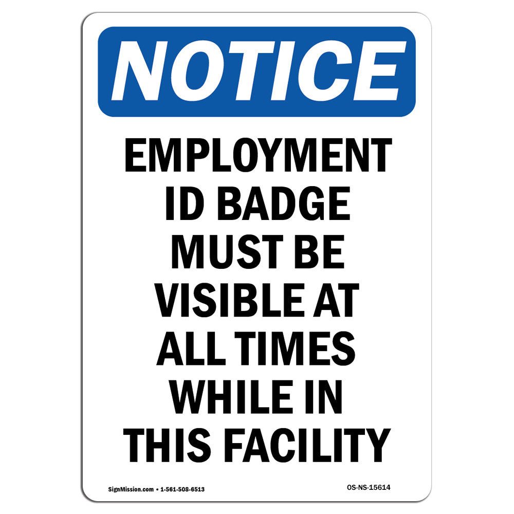 SignMission Employment ID Badge Must be Visible Sign - Wayfair Canada