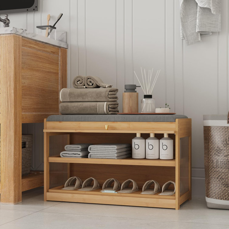 Latitude Run 2-Tier Shoe Rack Bench with Removable Cushion | Wayfair.co.uk