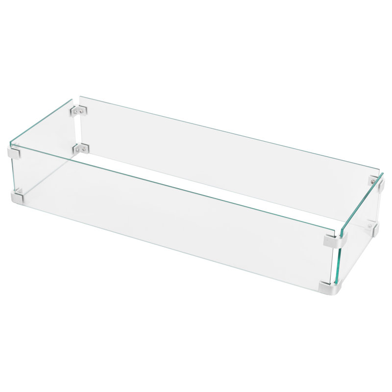 NUU GARDEN Glass Wind Guard For Fire Pit Table, Tempered Glass Heat ...
