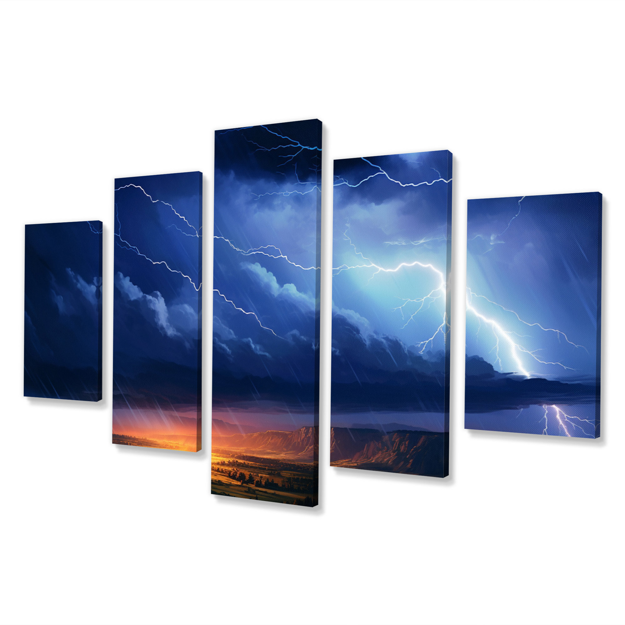 Design Art Dramatic Thunderstorms I - Lightning Canvas Art Print - 5 ...