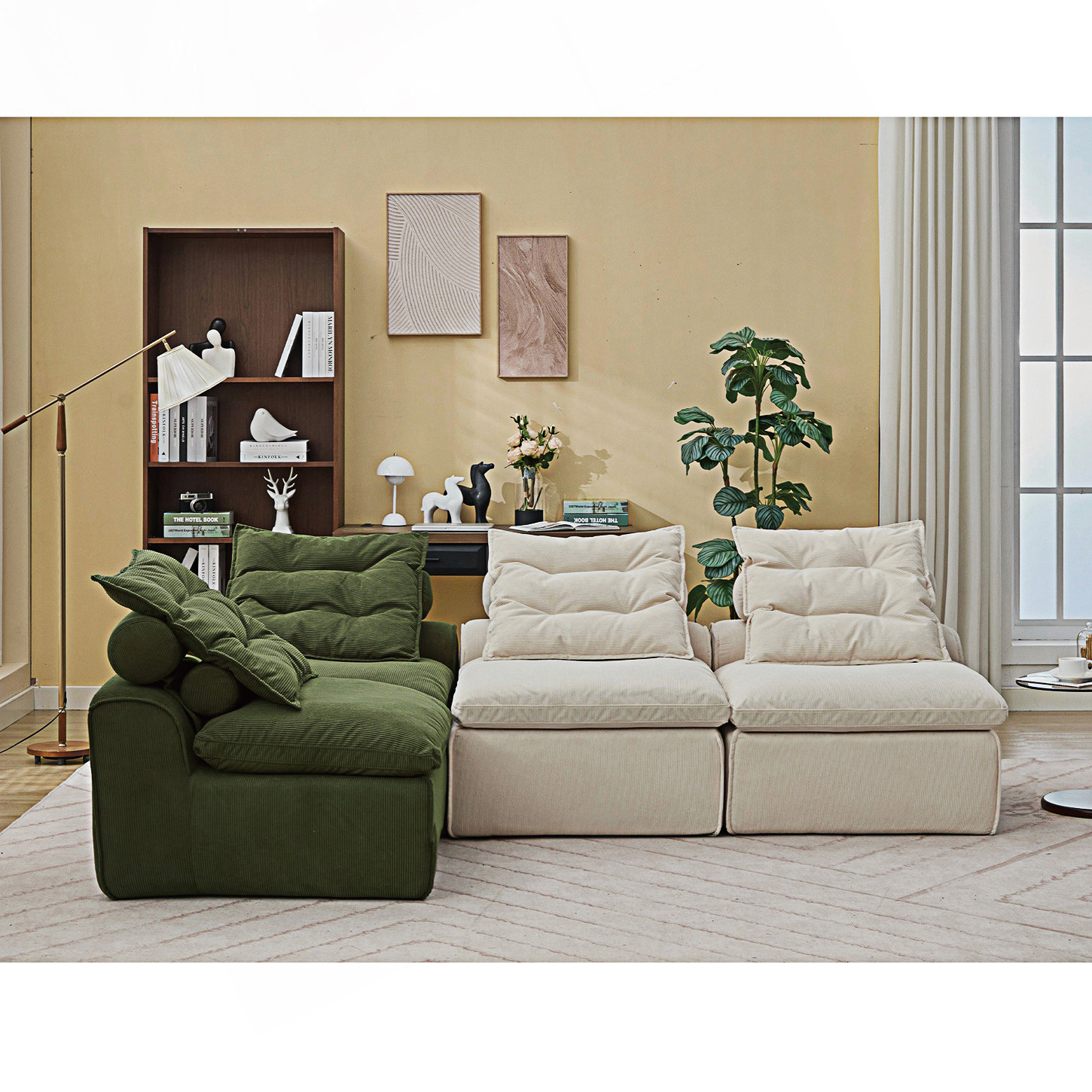 Latitude Run® Modular Sofa, No Armrests, Neck Pillow-Back Lounge Sofa ...