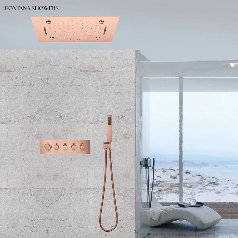 FontanaShowers Carrara Rose Gold Musical Thermostatic Shower System ...