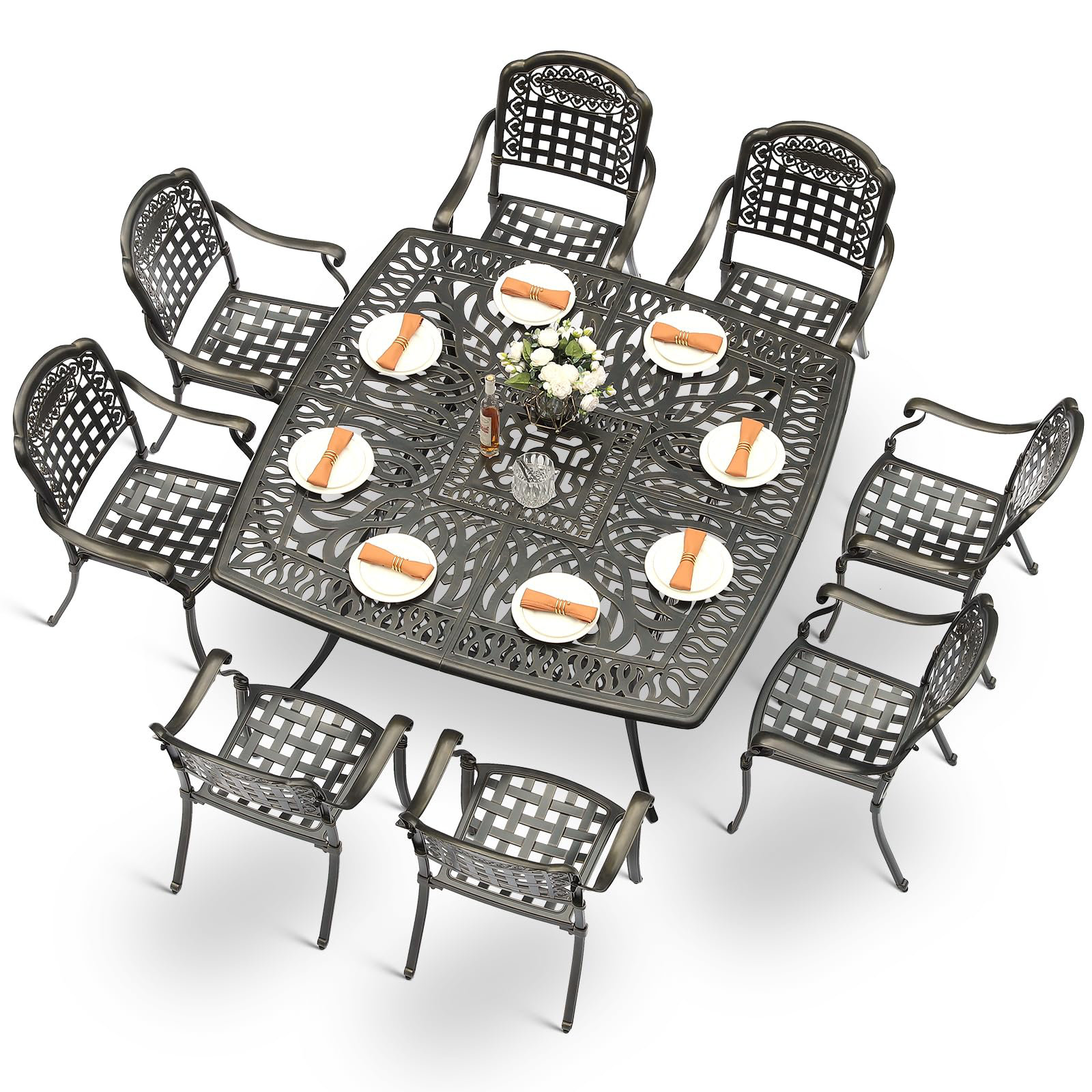 Bloomsbury Market 9-Piece Outdoor Furniture Dining Set For 8, All ...