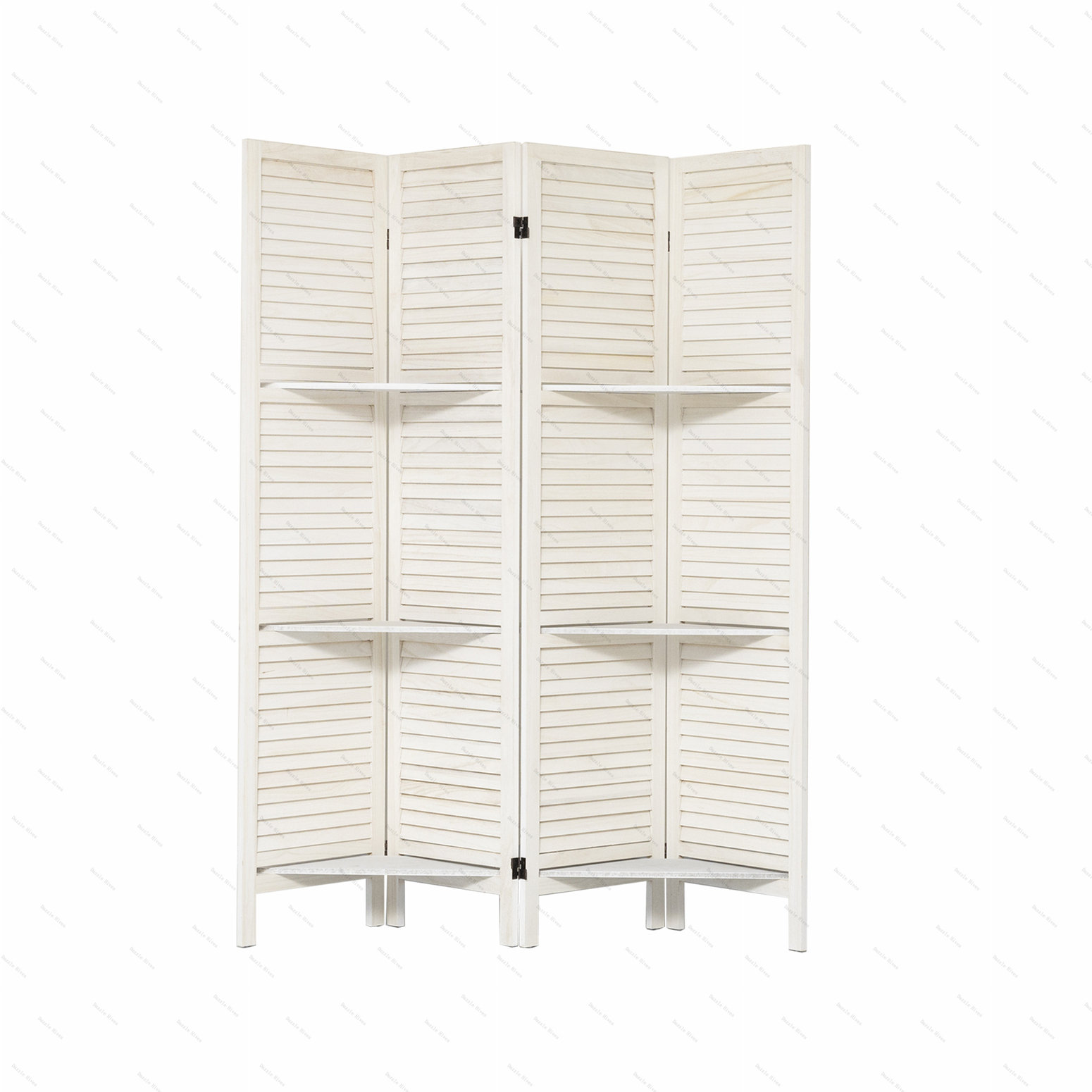 Red Barrel Studio® Room Divider with Shelves, 4 Panel White Room ...