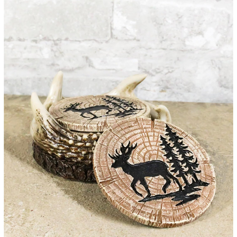 Millwood Pines Rustic Western Forest Deer Antlers With Tree Rings ...
