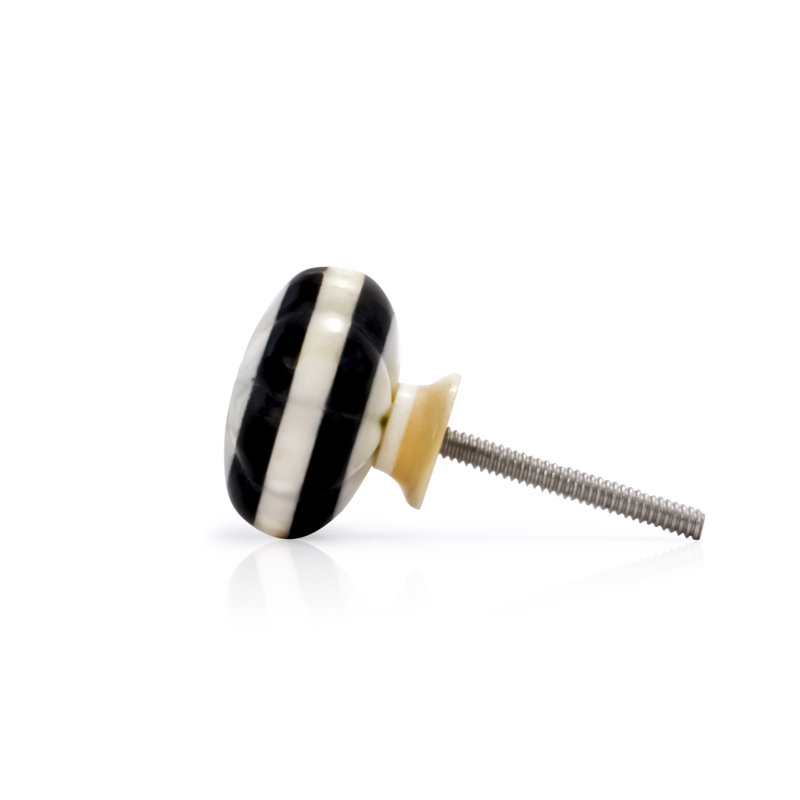 Mascot Hardware Melon Shape 1-1/2 in. (38mm) Black & Cream Ceramic Knob ...