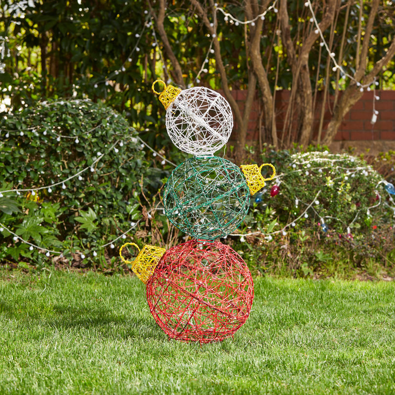 The Holiday Aisle® 39.25"H Lighted Christmas 3D PVC Stacked Ornaments ...