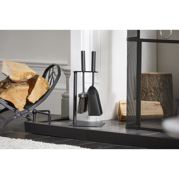 Williston Forge 2Pce Hearth Tidy Set metal black w/stainless steel ...