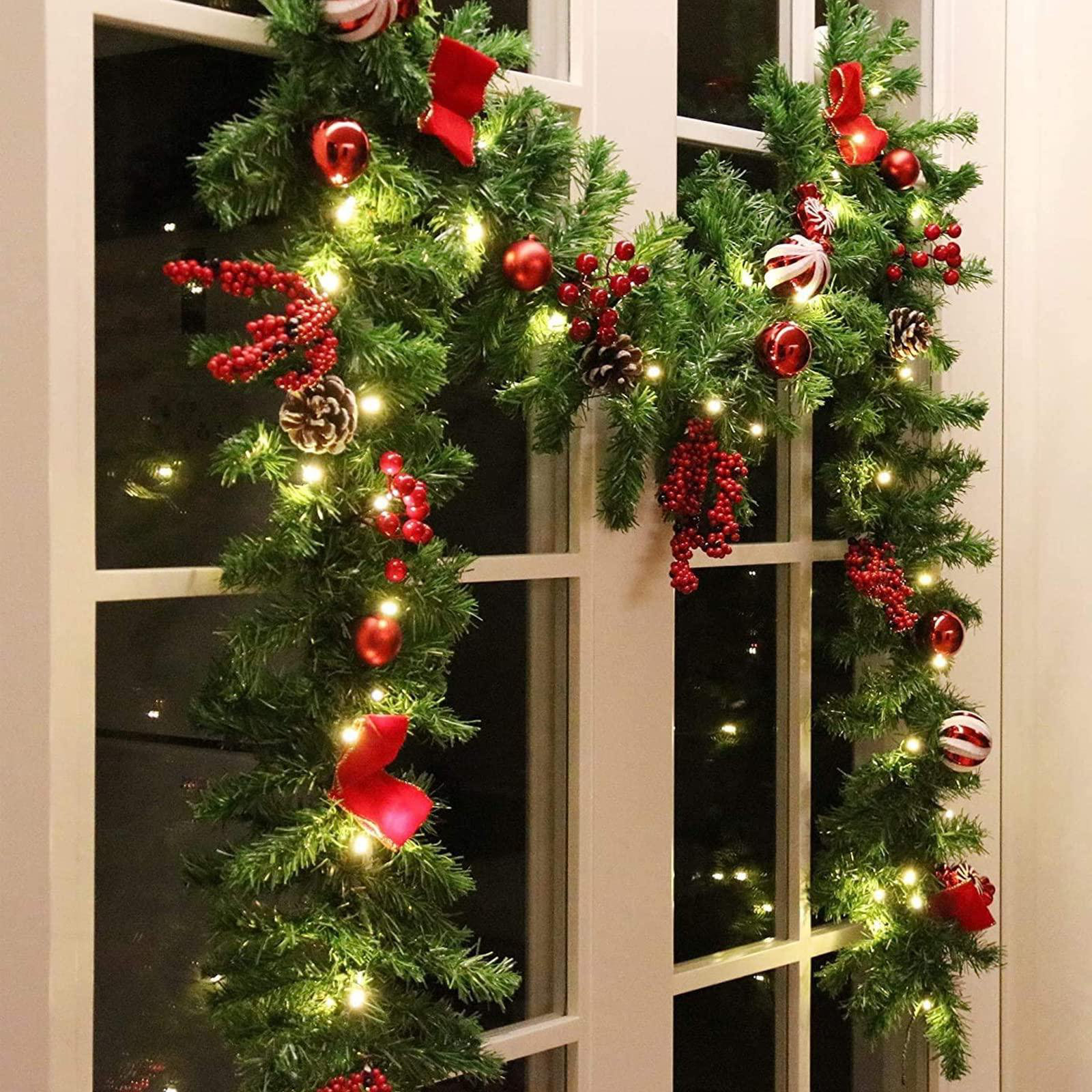The Holiday Aisle® 9 FT LED Christmas Garland with Pinecones, Red ...