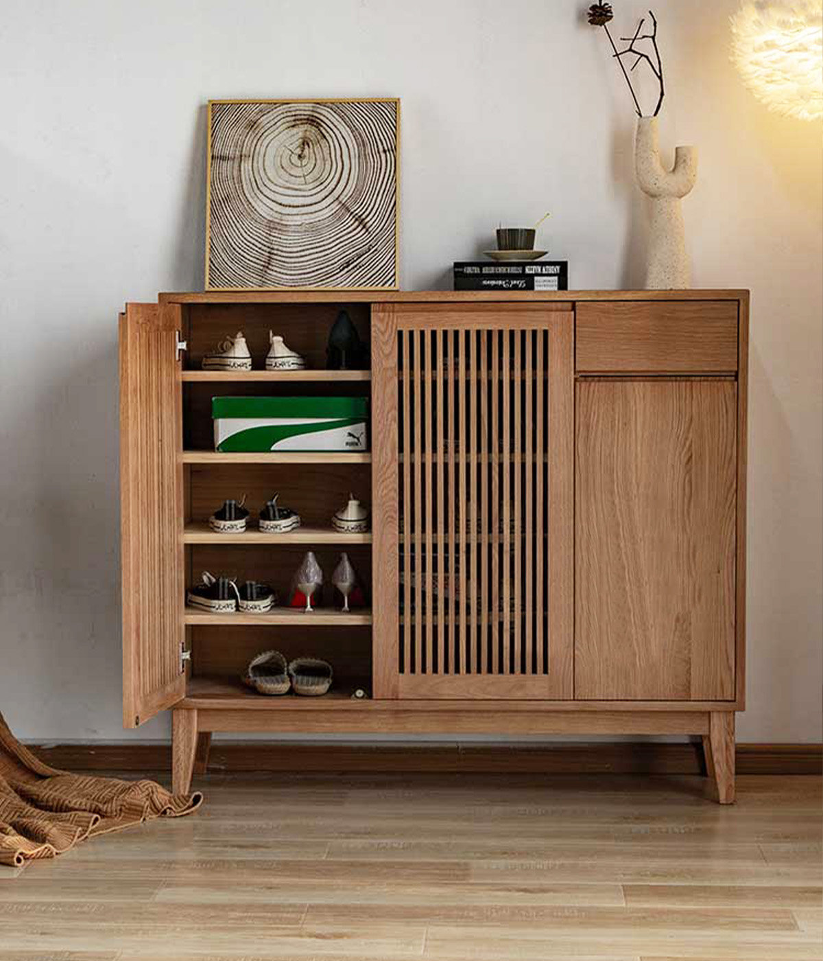 GLIDAS 42,52 "H chêne brun; Paulownia; armoire de rangement à ...