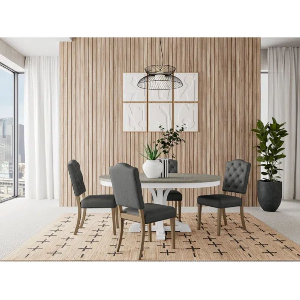 Lark Manor™ Cora Round Table And Slate Side Chairs Dining Set | Wayfair