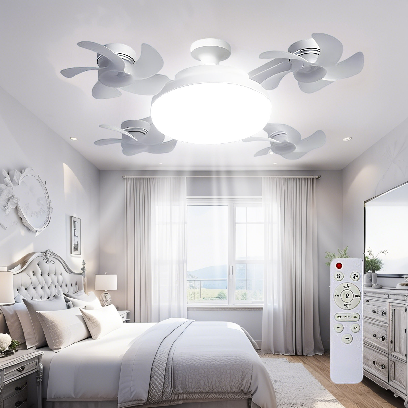Wrought Studio Drone-Style LED Ceiling Fan Light with Remote, Dimmable ...