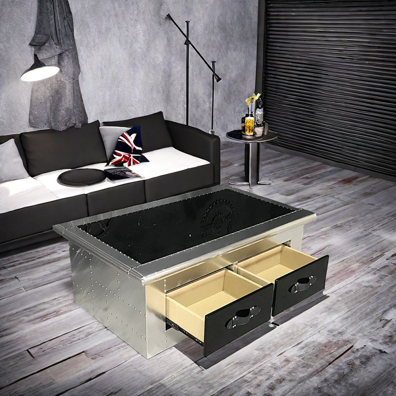 Industrial Style Sofa Industrial-Style Coffee Table With Wooden Frame ...