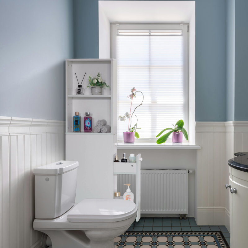 Ebern Designs Ezrie Narrow & Slim White Bathroom Storage Cabinet - with ...