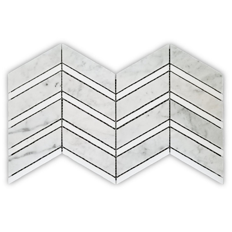 Mango Tile Roma 9" x 16" Marble Herringbone Mosaic Wall & Floor Tile ...