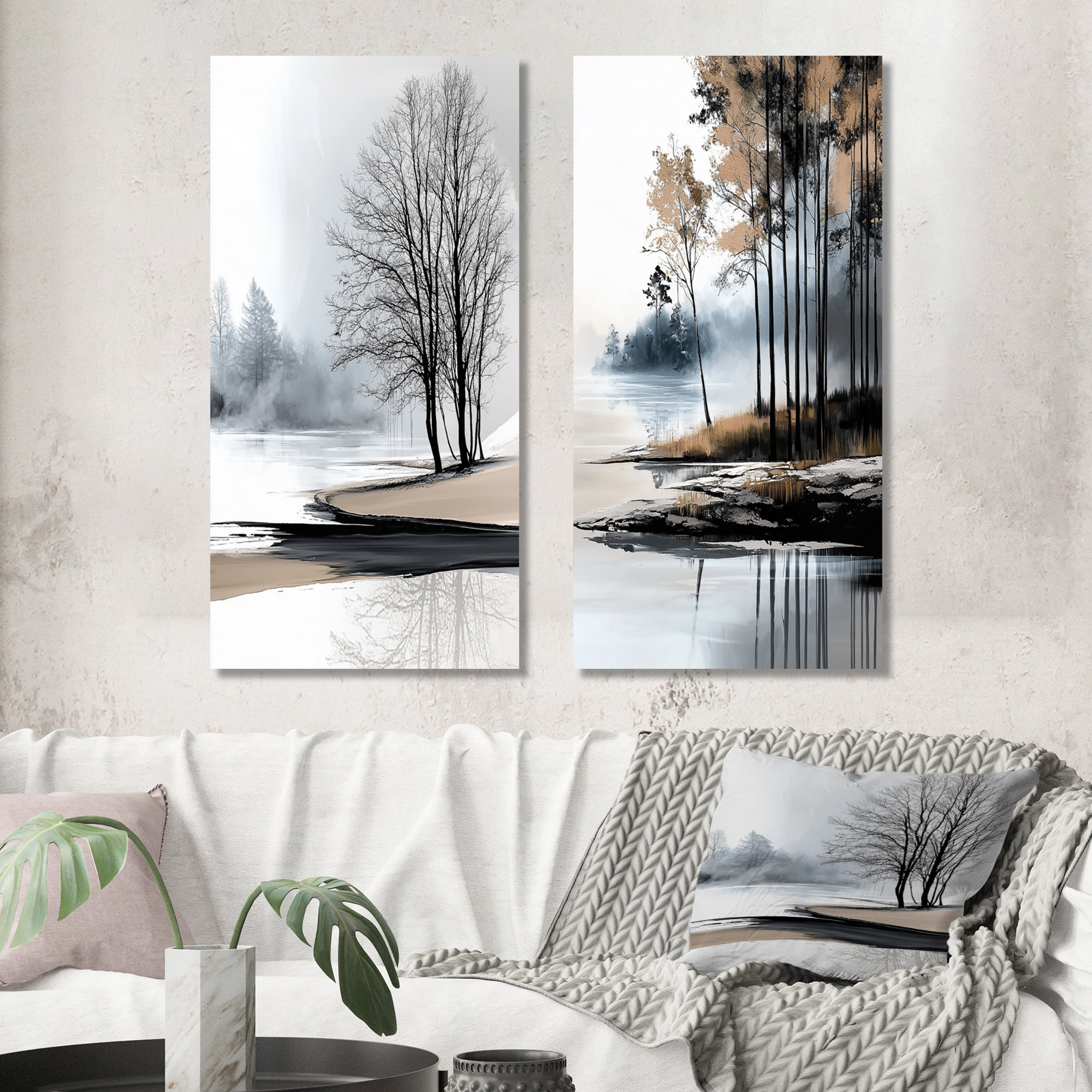 Lark Manor™ Grey Winter Landscape By The Lake III - Winter Landscape ...