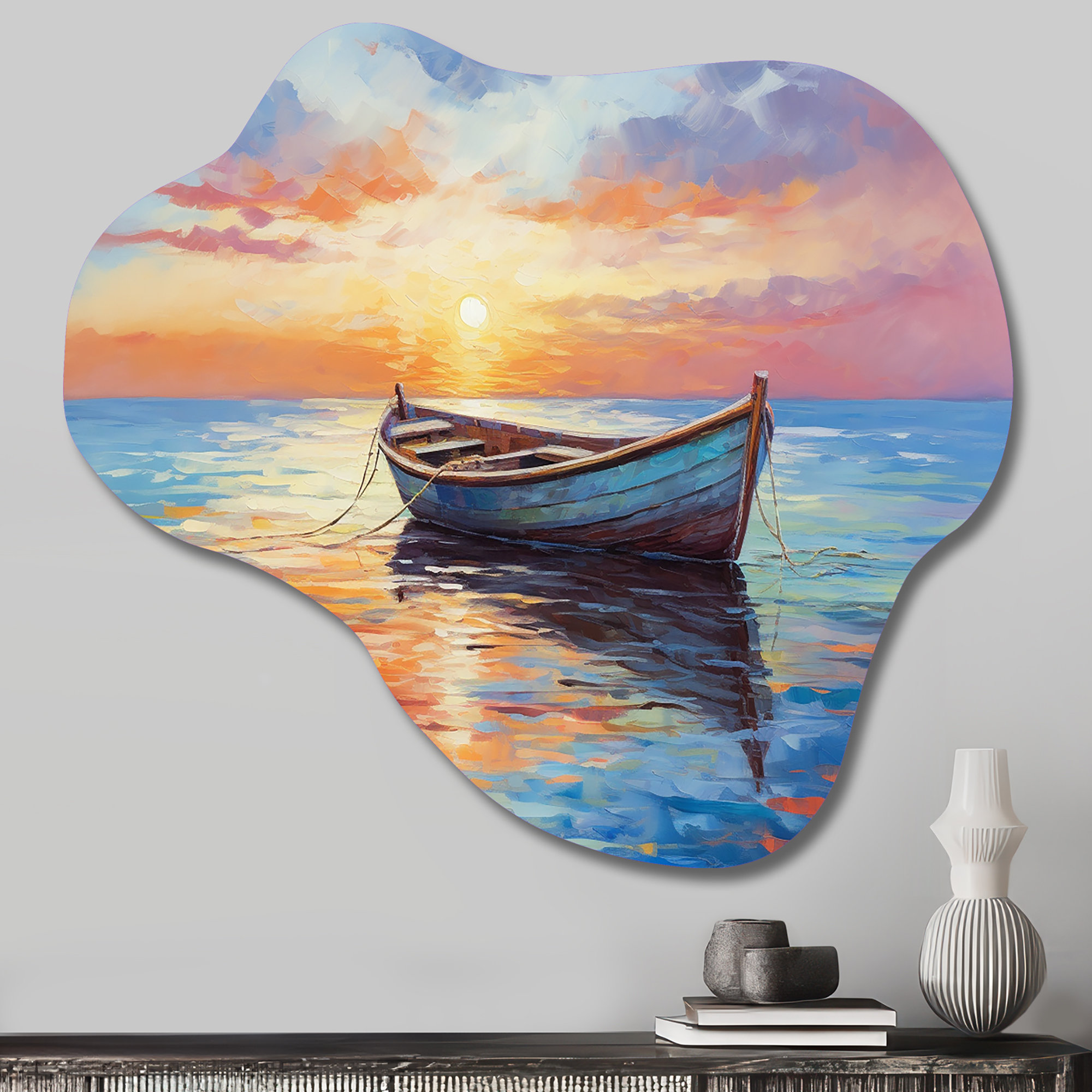 Design Art Boat Seascape Impression I - Boat Cloud Shape Irregular ...