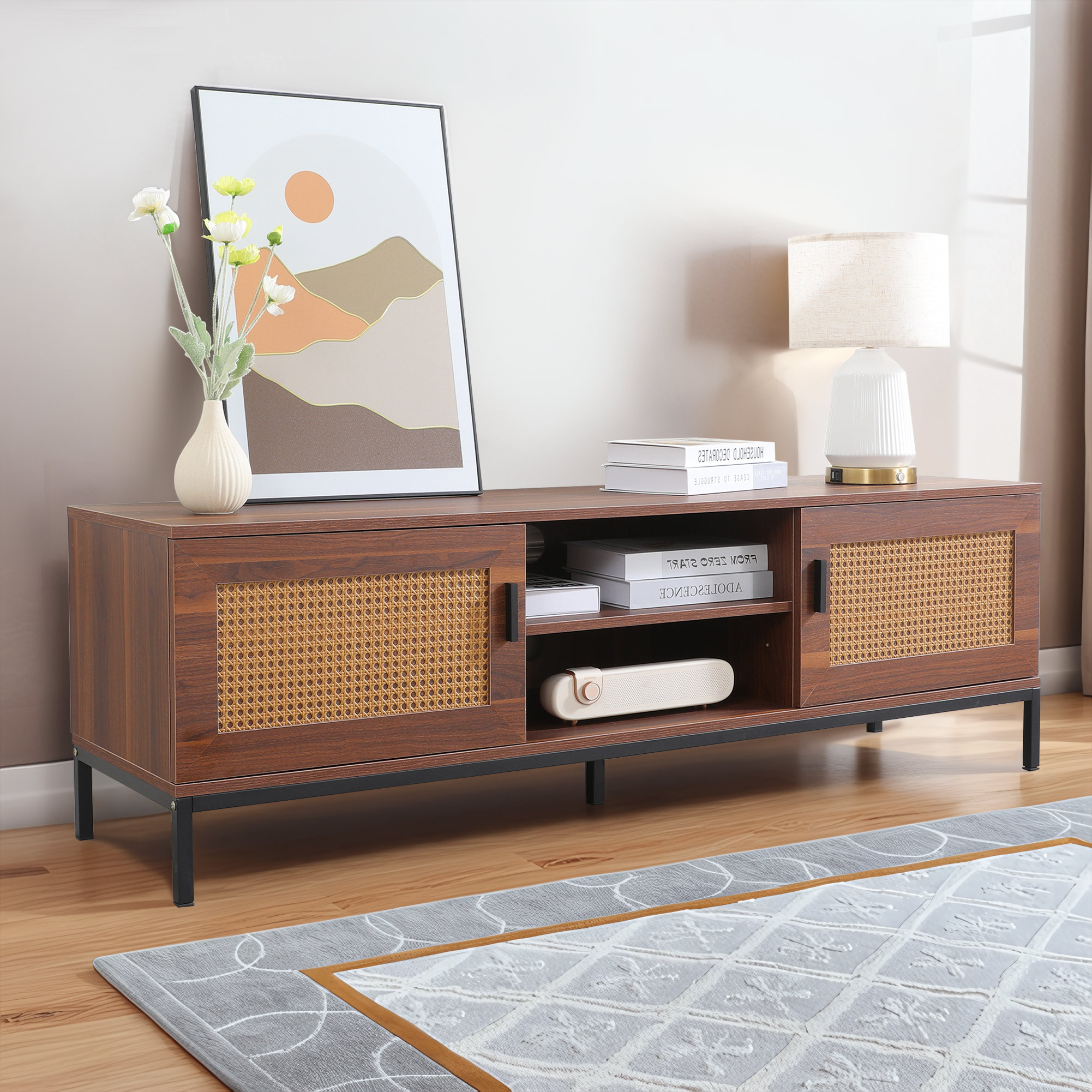 Dakota Fields 58? Rattan Cane TV Stand For Tvs Up To 65'' | Wayfair