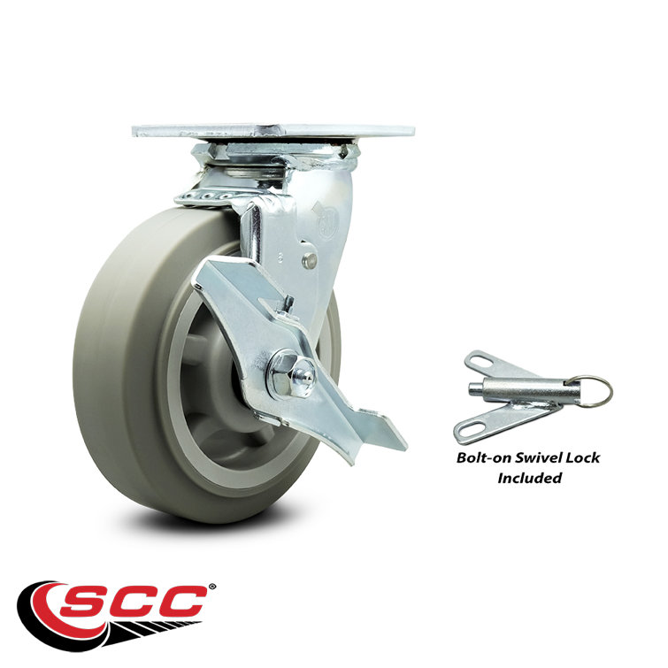 Service Caster 6 Inch Thermoplastic Rubber Caster with Roller Bearing ...