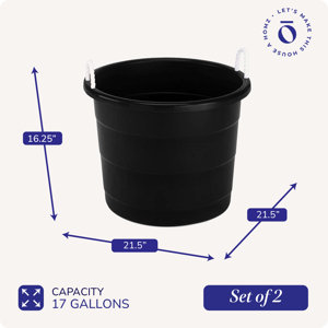 Homz Plastic 17 Gallon Utility Storage Bucket Tub W/Rope Handle ...