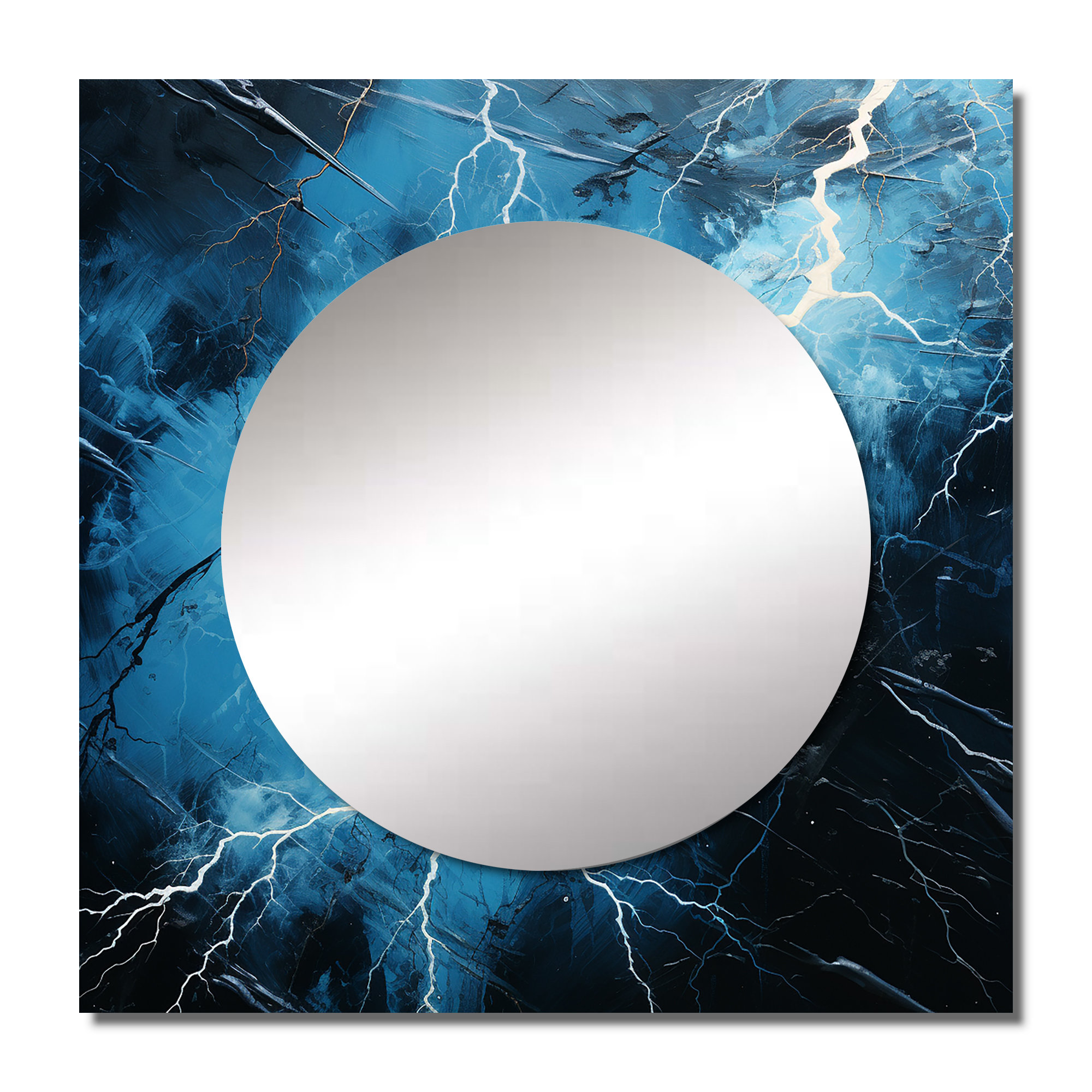 Dakota Fields Delorus - Lightning Square Mirror Wall Art For Bathroom ...