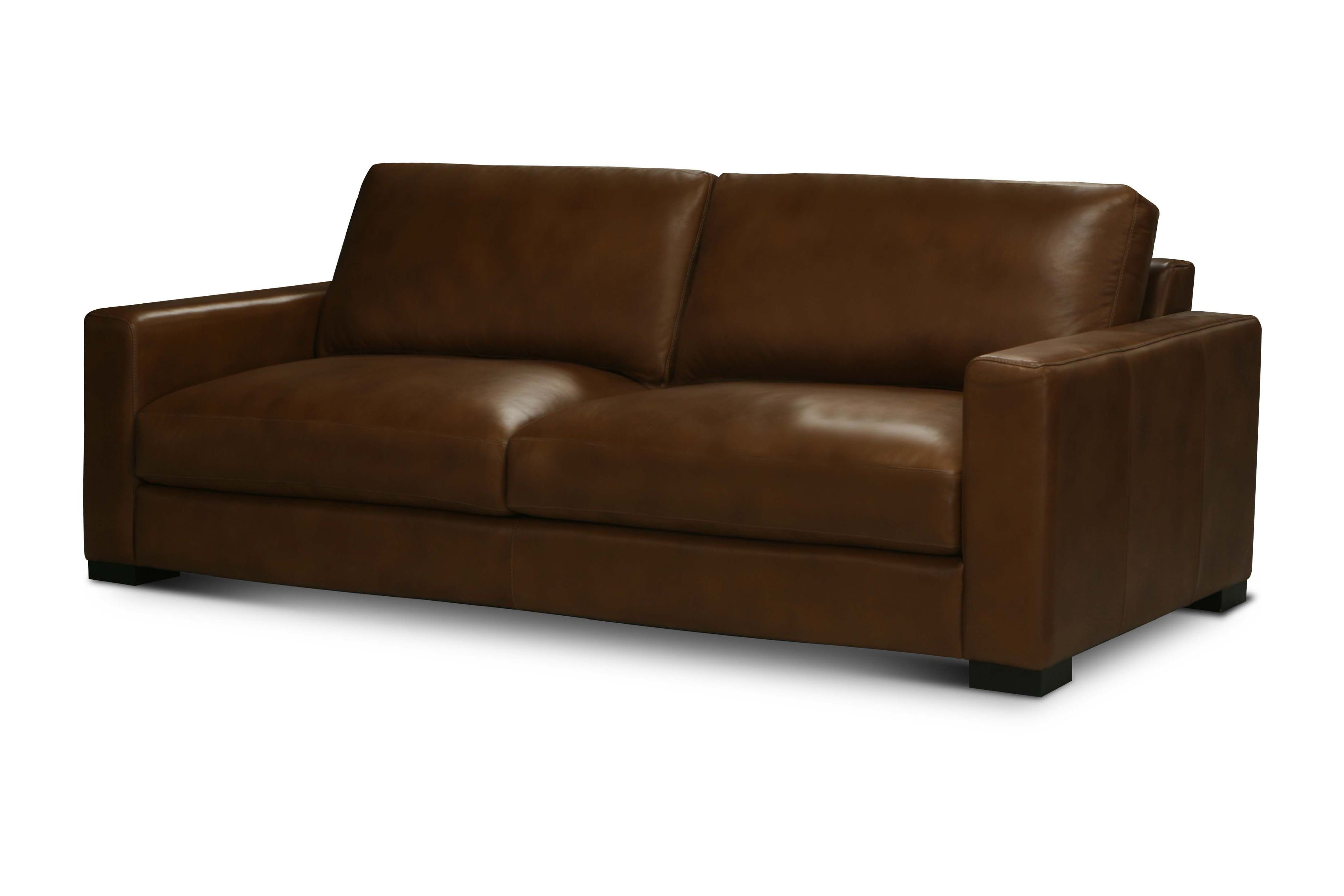 Hokku Designs Amberella 90" Genuine Leather Square Arm Sofa | Wayfair