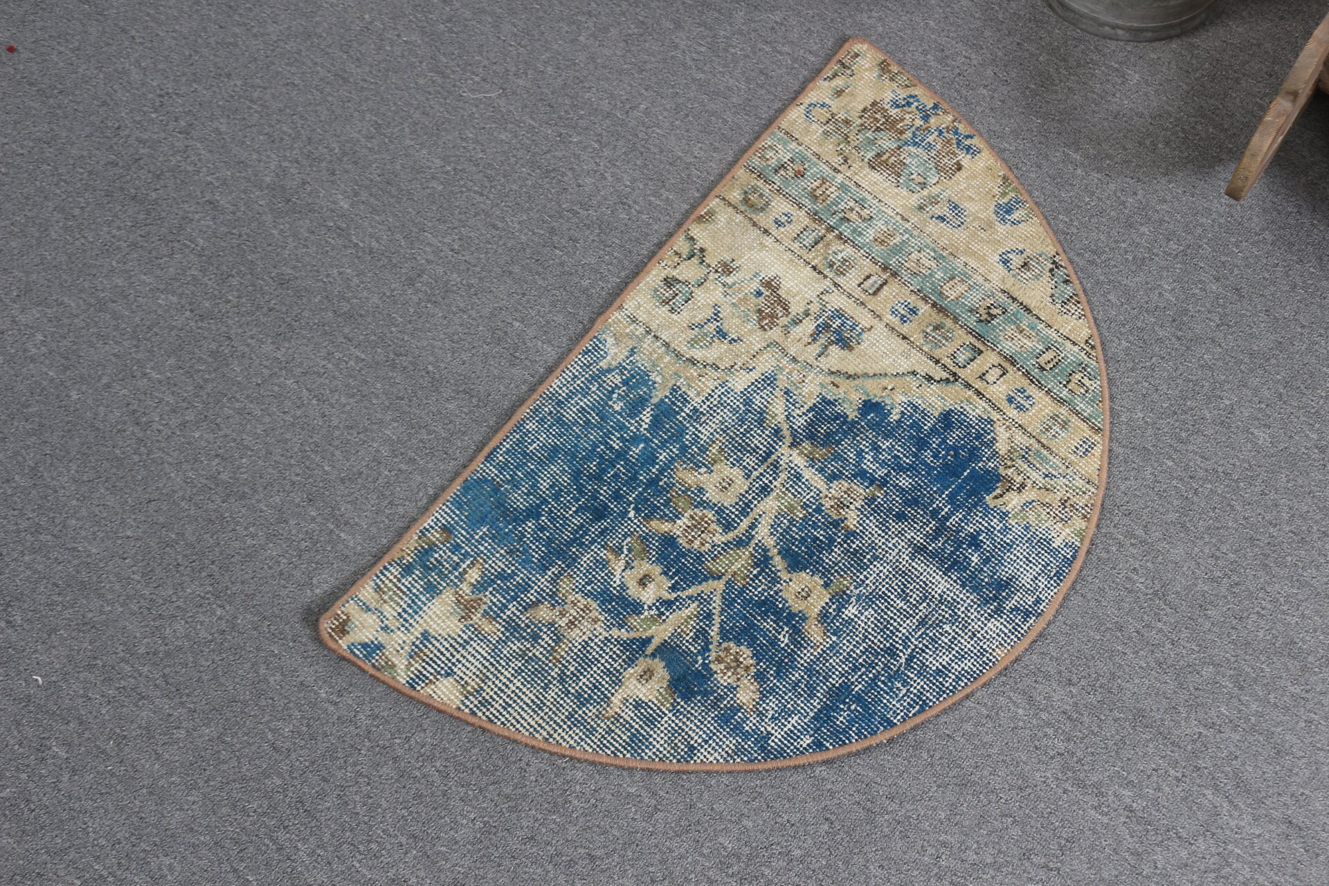 Bungalow Rose Vintage Blue Turkish Round Rug Ideal For Nursery With ...