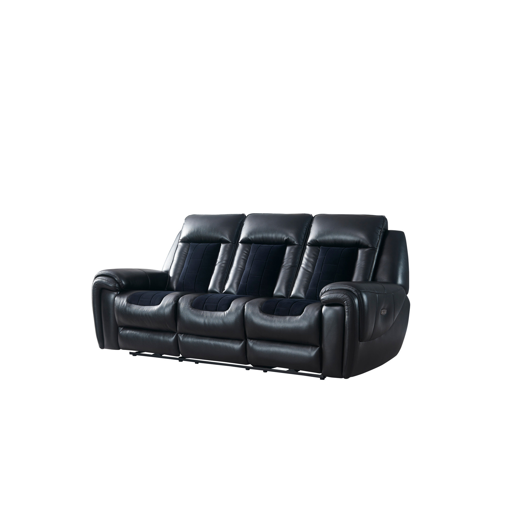 Latitude Run® clark blanche black/velvet power reclining sofa with led ...