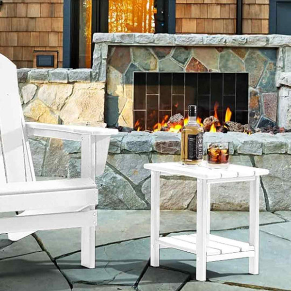 Latitude Run® Outdoor Side Table, 2-Tier Sturdy Patio End Table Weather ...