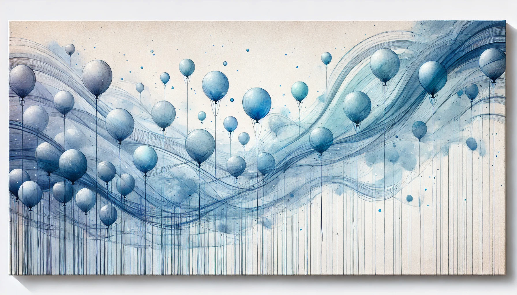 Dovecove Blue Balloon Waves Abstract Canvas Wall Art Print | Wayfair