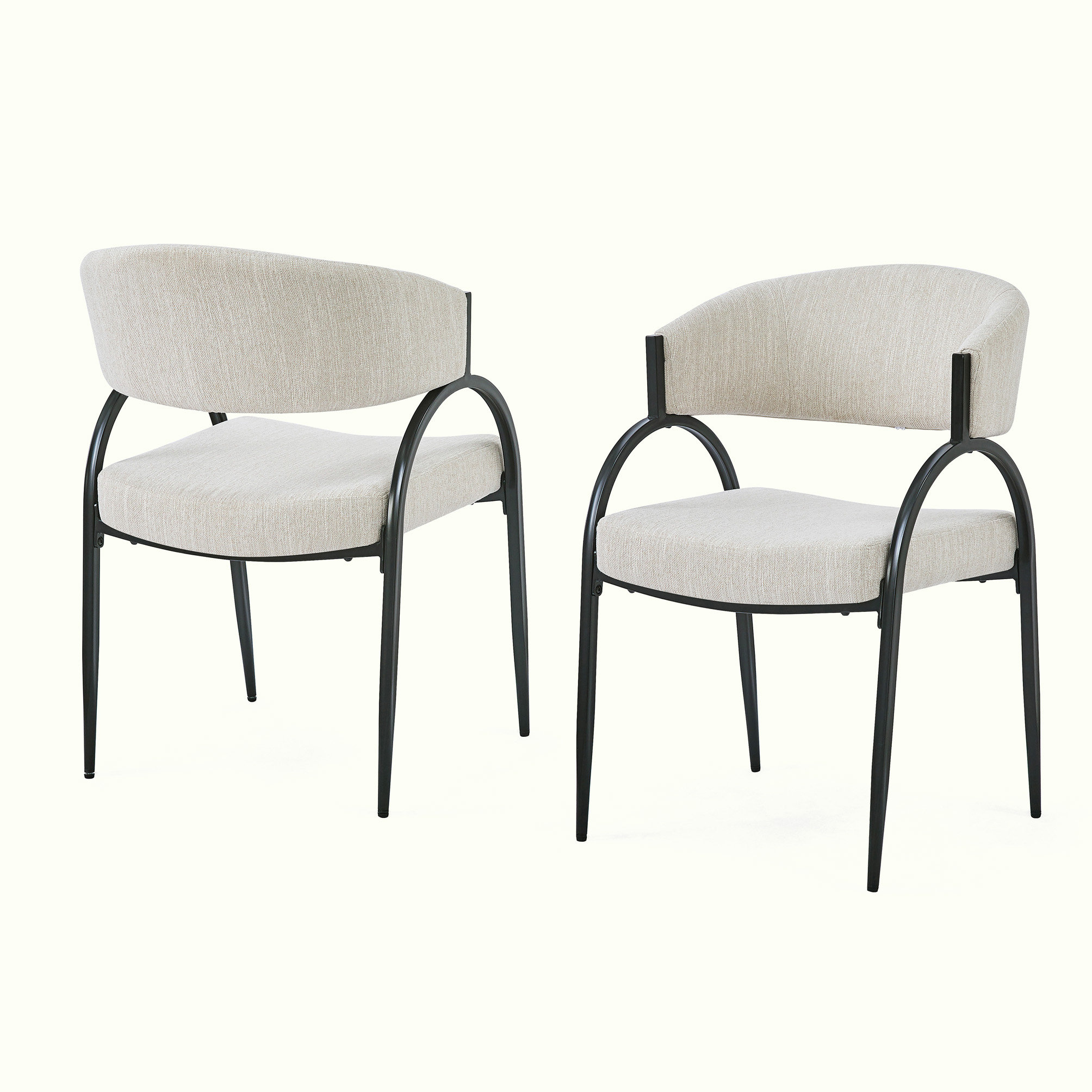 Brayden Studio® Upholstered Armchair Dining Chairs With Metal Legs, Set ...