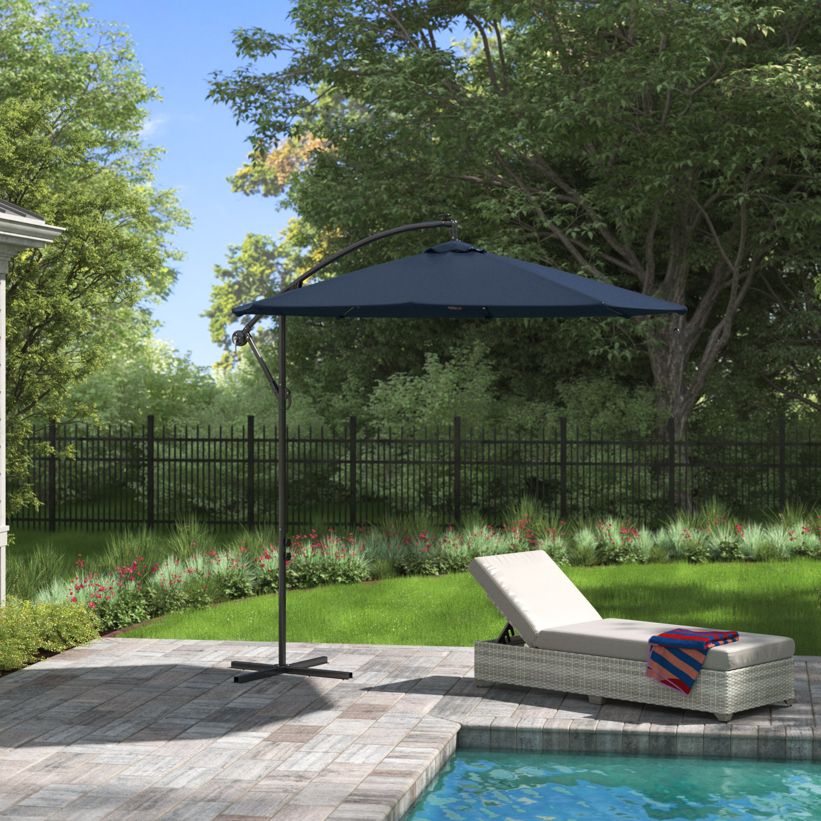 Sol 72 Outdoor™ Eli 9.6' Solid Octagon Cantilever Umbrella with Solar ...