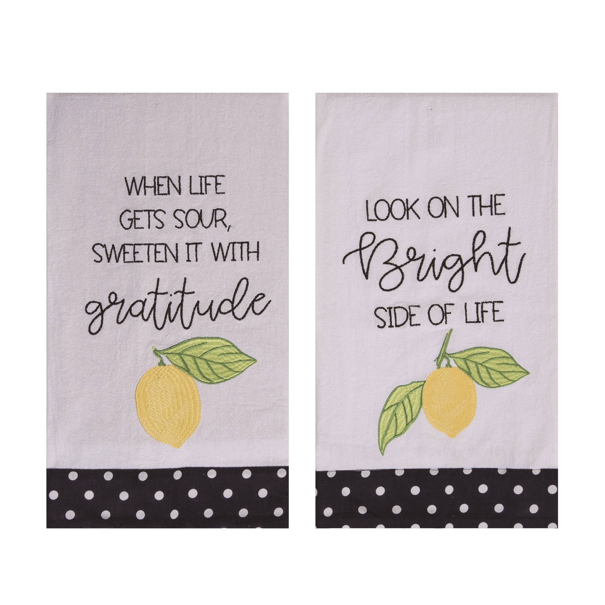 Trinx Fabric Embroidered Lemon Tea Towel Set of 3 Spring Home Decorations | Wayfair