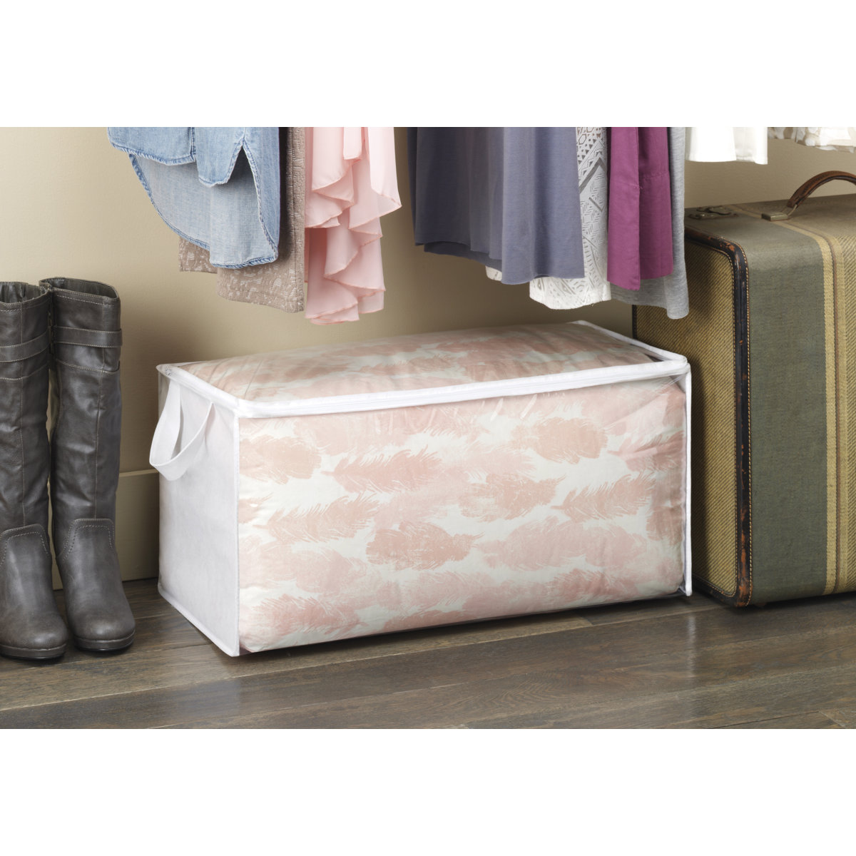 Whitmor Storage Bag with Handles White with Crystal Clear Front ...