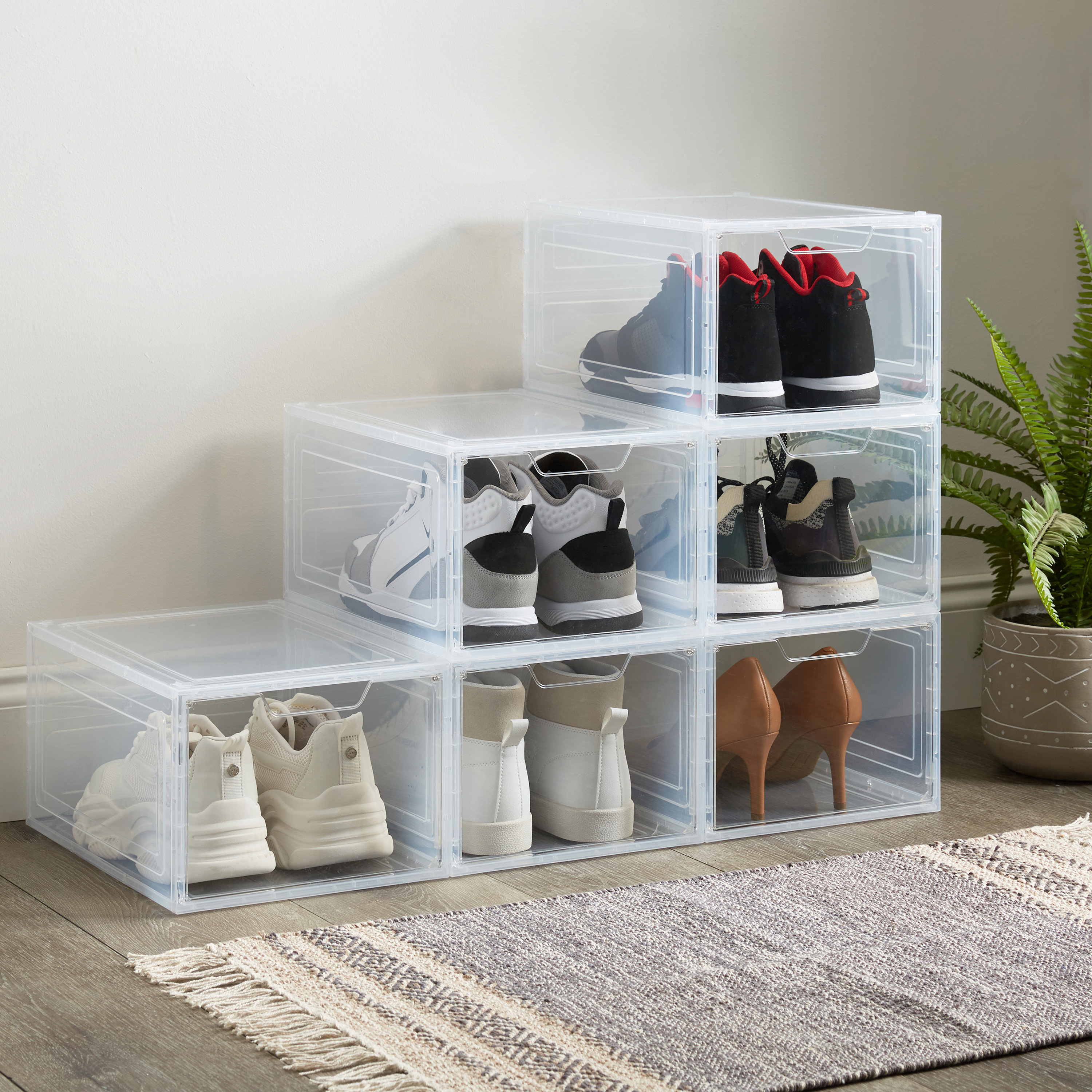 Rebrilliant Set of 6 Stackable Shoe Boxes in Clear | Wayfair