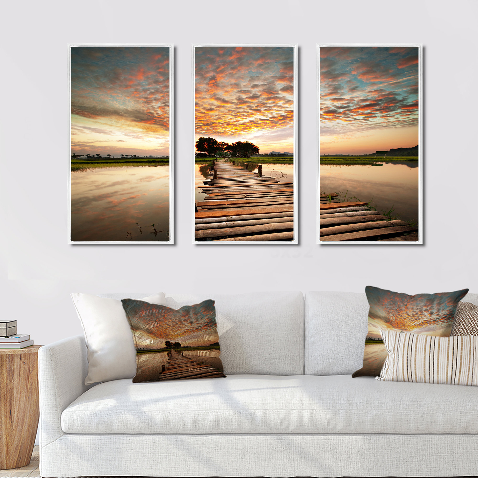 Highland Dunes Makeshift Wooden Pier Over River - Pier & Bridge Framed ...