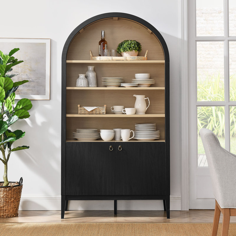 Modway Nolan 74" Tall Arched Storage Display Cabinet Bookshelf ...
