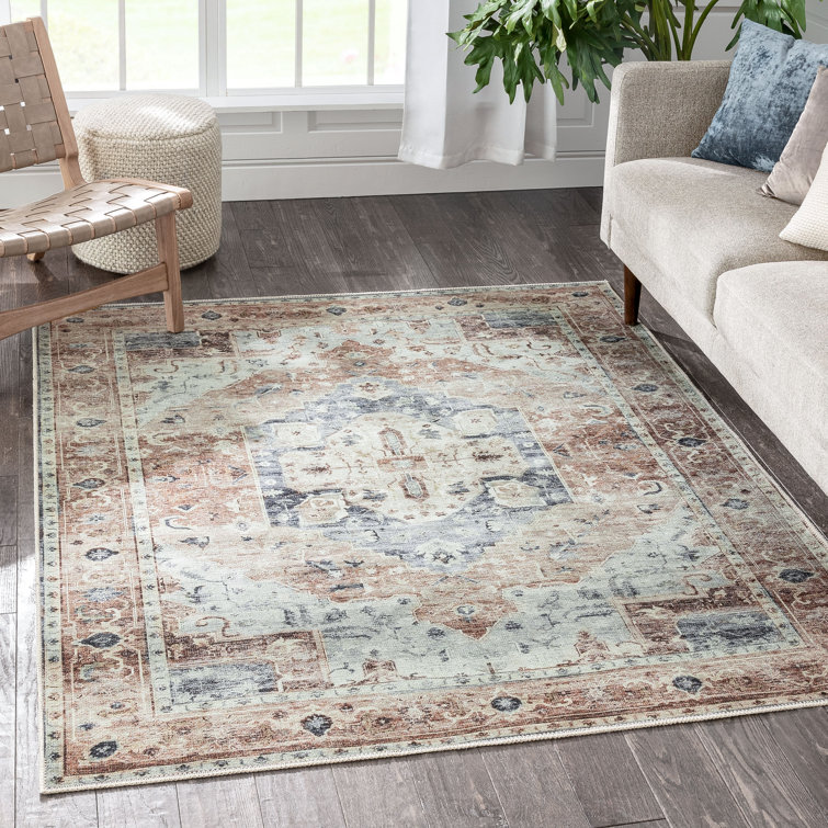 Bungalow Rose Oriental Ivory Rust Area Rug | Wayfair