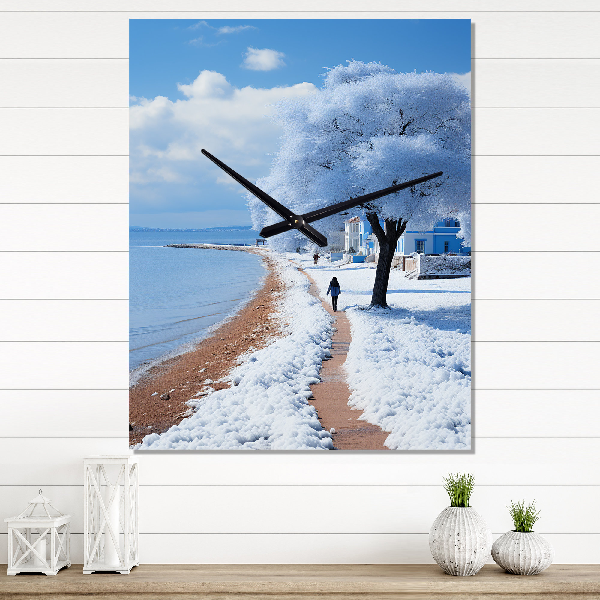 Design Art Coastal Seaside Stroll II - Nautical & Beach Wall Clock ...