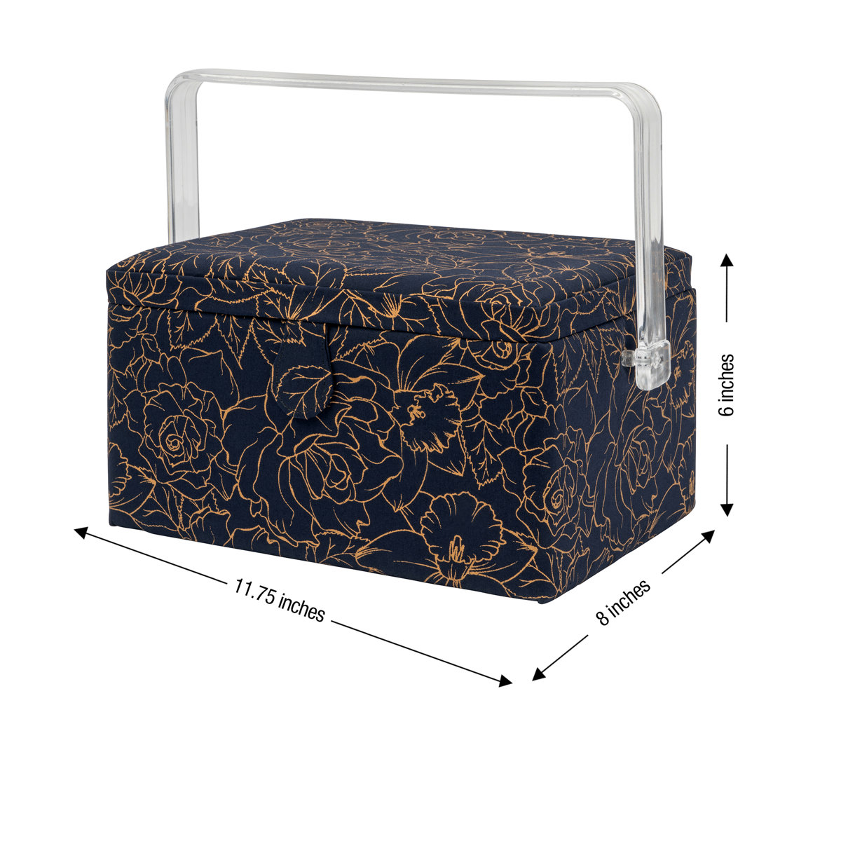 SINGER Large Sewing Basket Gold Floral Print with Sewing Kit and ...
