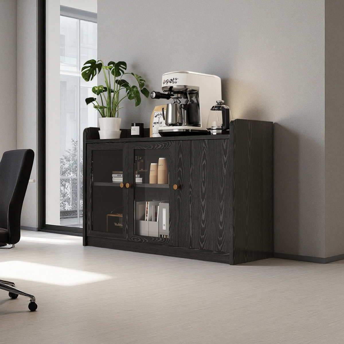 Hokku Designs Classeur rectangulaire moderne en bois massif noir ...