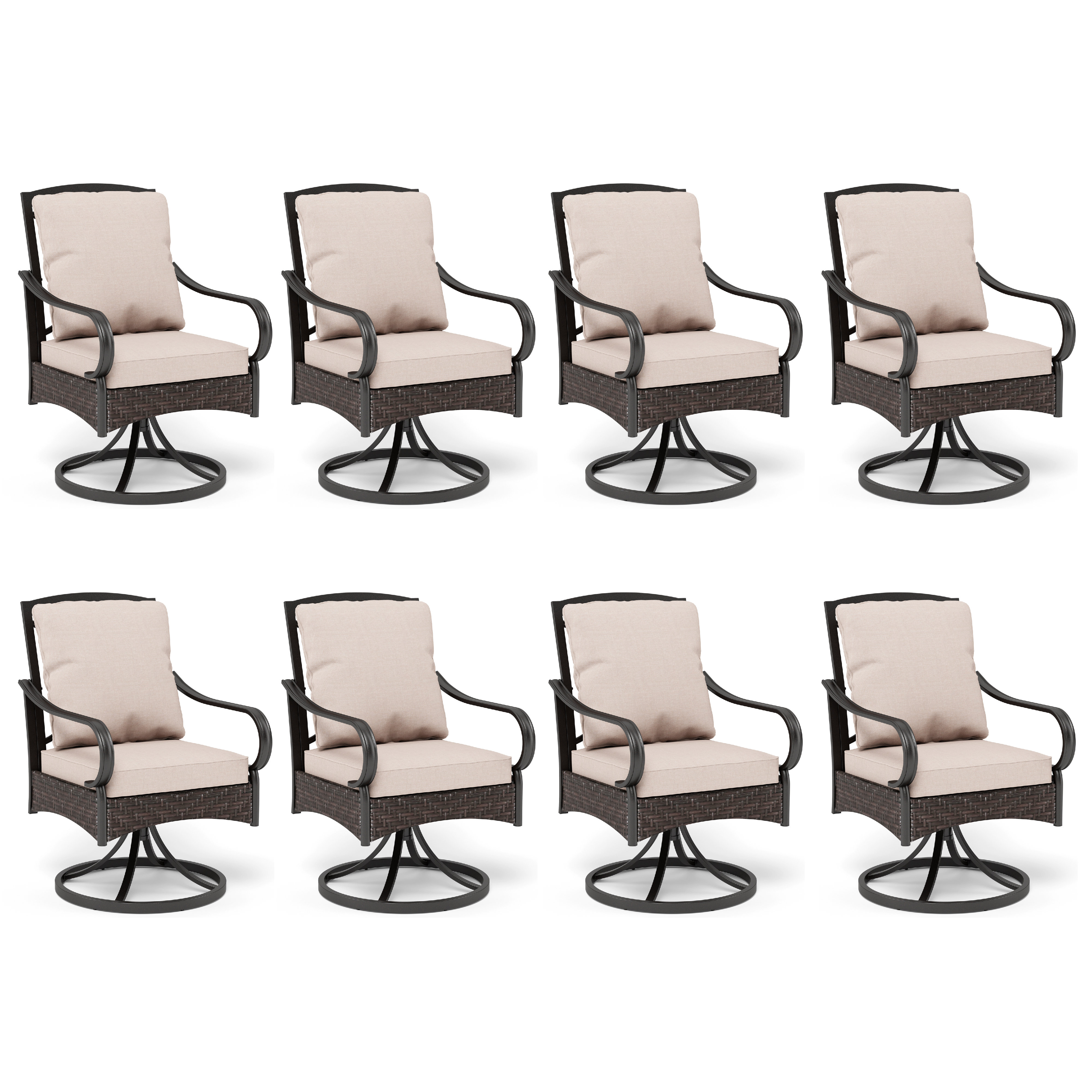 Alphamarts Swivel Patio Dining Chairs Set Of 8 & Reviews | Wayfair