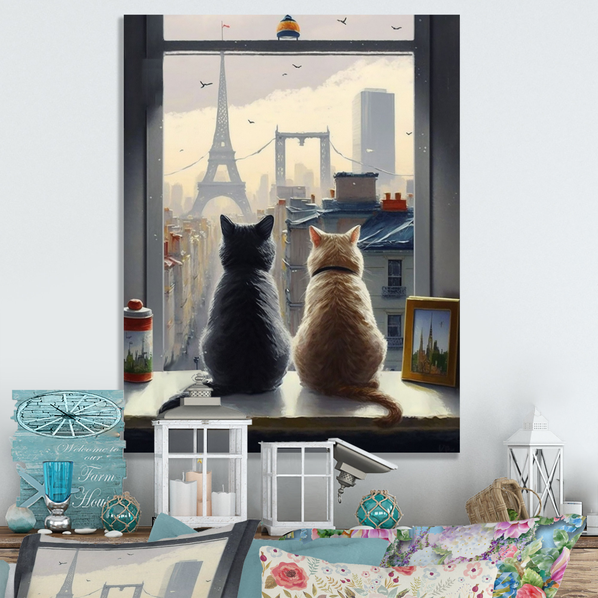 Wildon Home® Two Cats In Paris III - Cat Canvas Prints | Wayfair