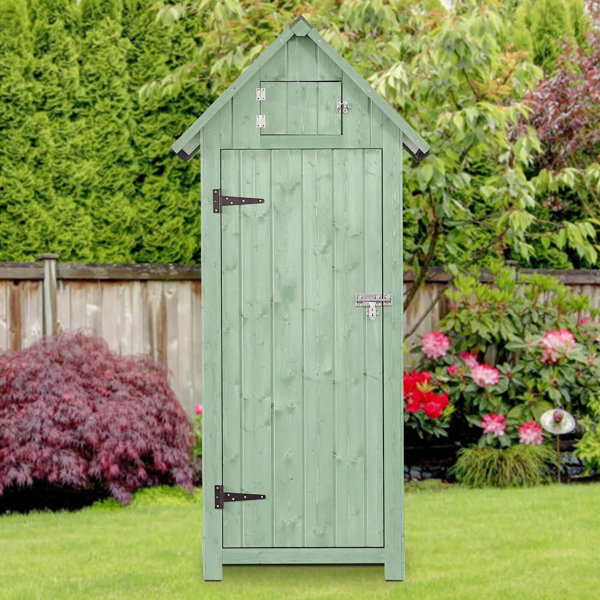 babevy Outdoor Wooden Storage Shed, Garden Wood Tool Cabinet, Solid ...