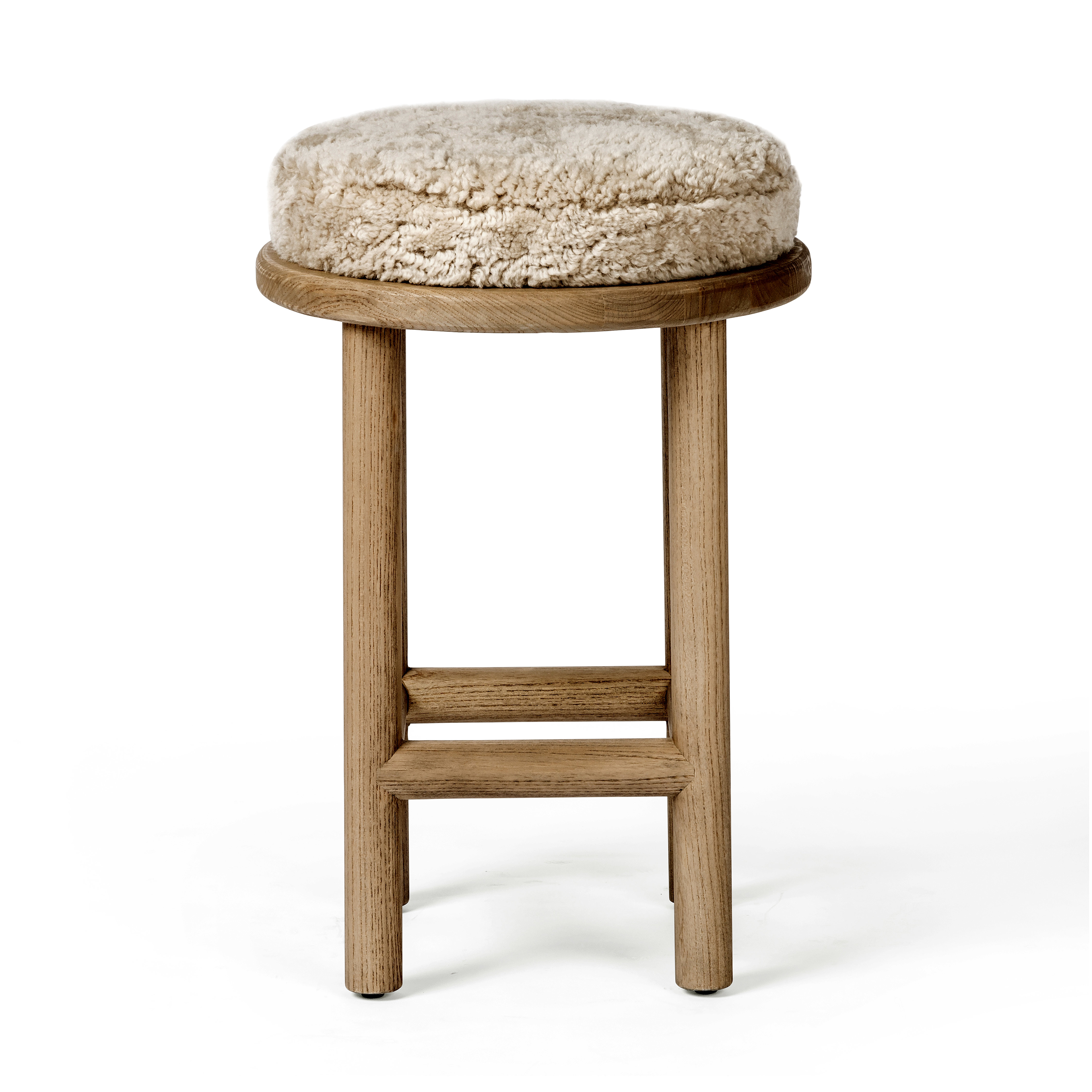 Four Hands Wells Saldino Stool-Beige Shearling & Reviews | Perigold
