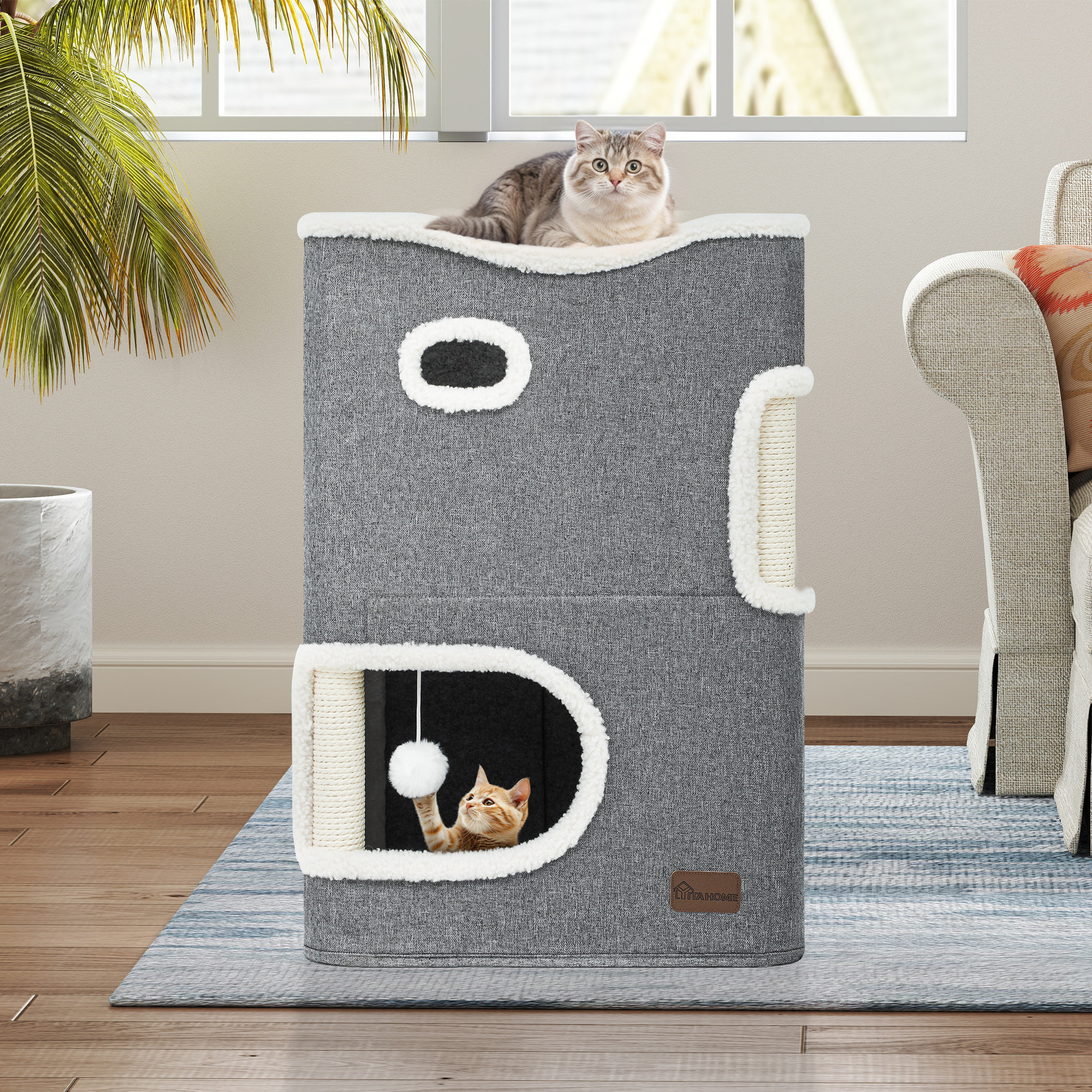 George Oliver 2 Storey Cat House, Cat For Indoor Cats, Small Cat Condo ...